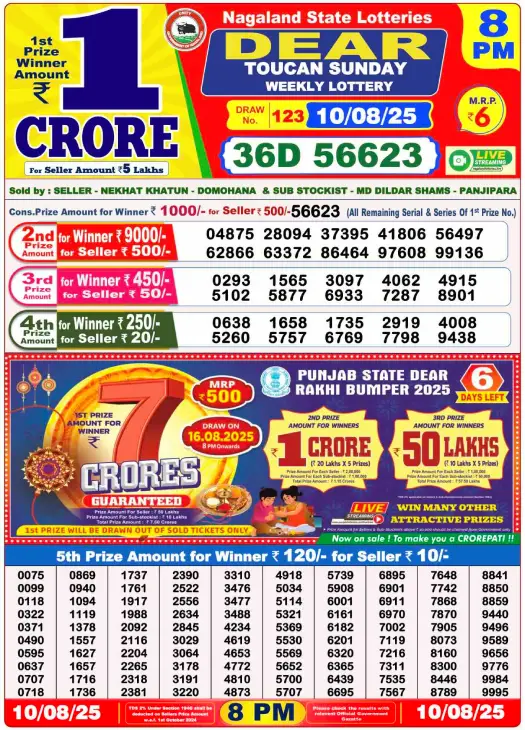 Dear Lottery Result Today - All 1PM 6PM 8PM Results | India Lottery